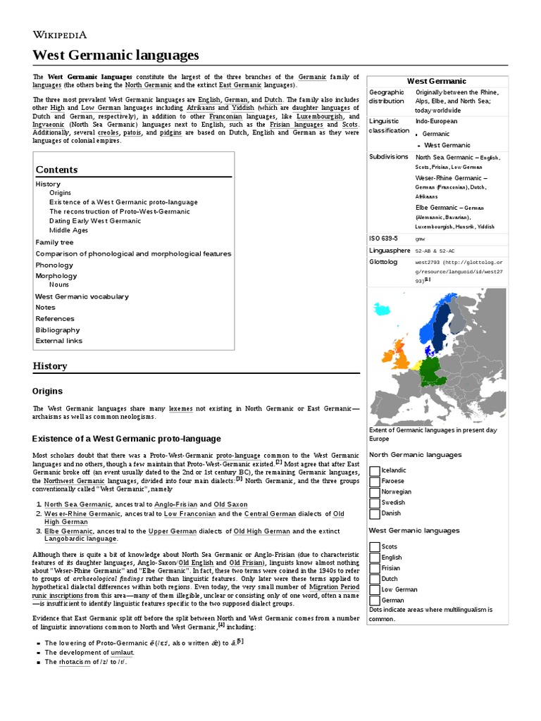 West Germanic Languages PDF | PDF | German Language | Symbols