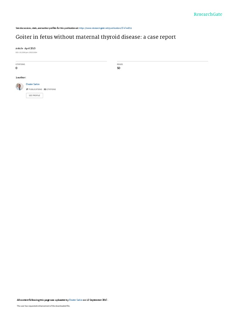 Goiter in Fetus Without Maternal Thyroid Disease A | PDF ...