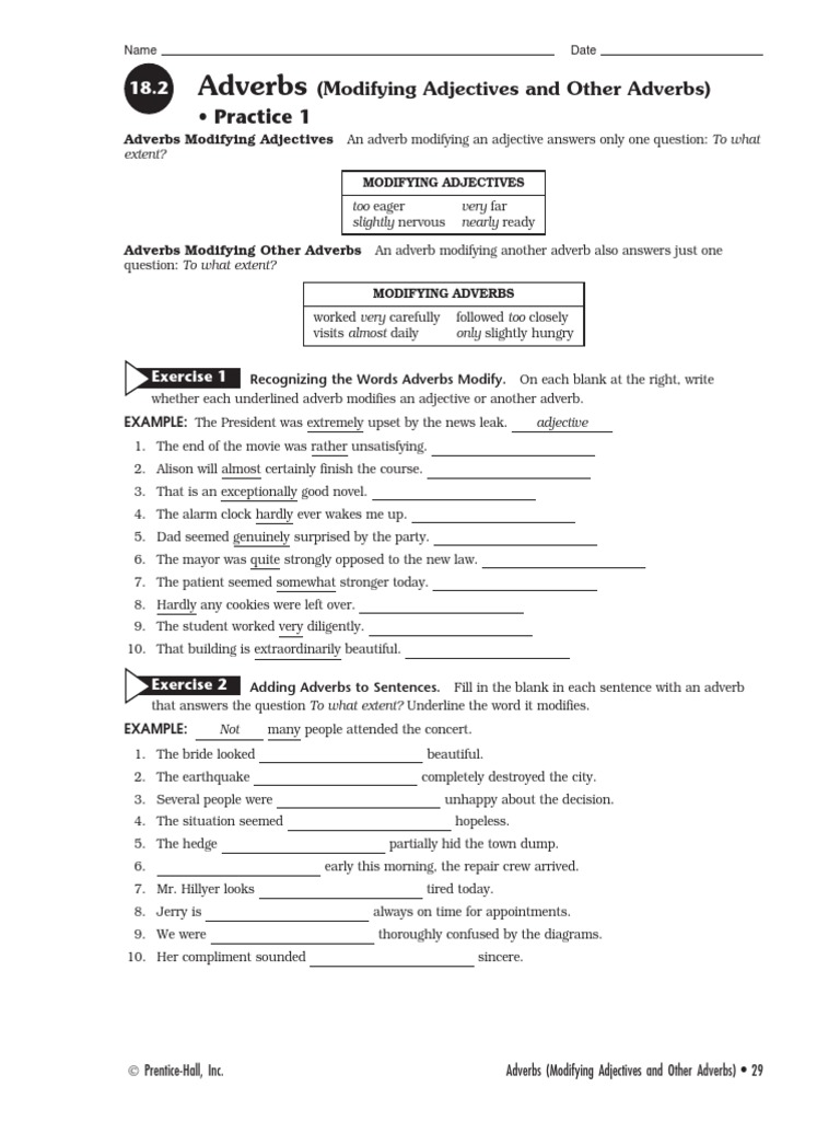 Adverbs Modifying Adjectives Guide | PDF | Adverb | Adjective
