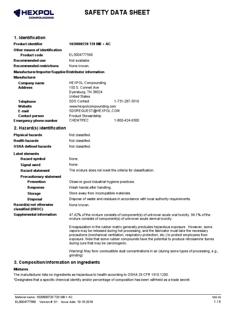 SDS US English - 1020800720 720 MB AC | PDF | Dangerous Goods ...