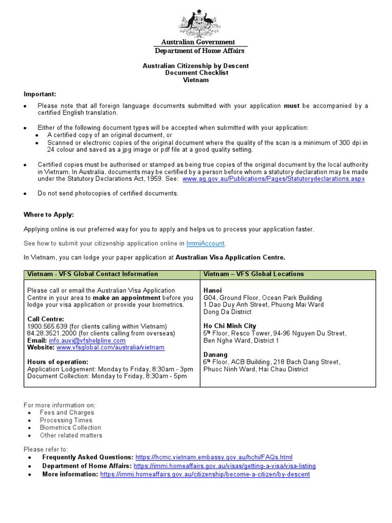 Citizenship Checklist. Version 311019 | PDF | Birth Certificate ...