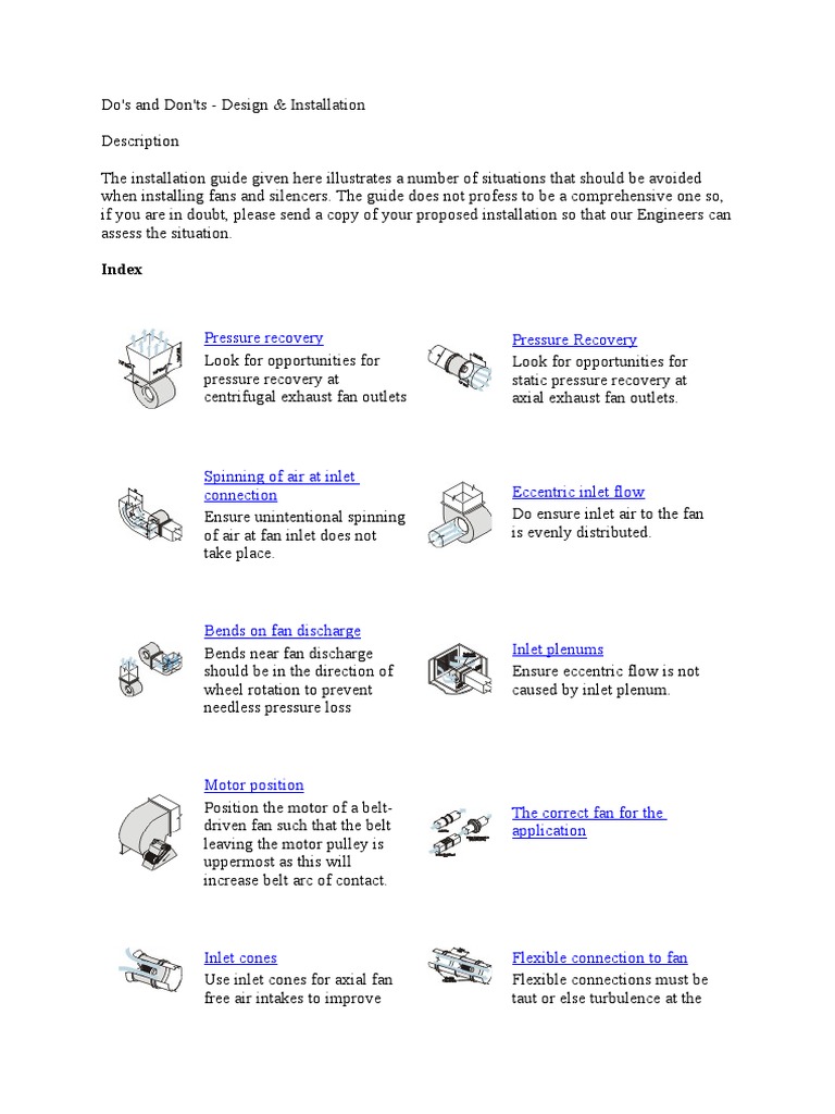 Fan Installation Guide | PDF | Duct (Flow) | Decibel
