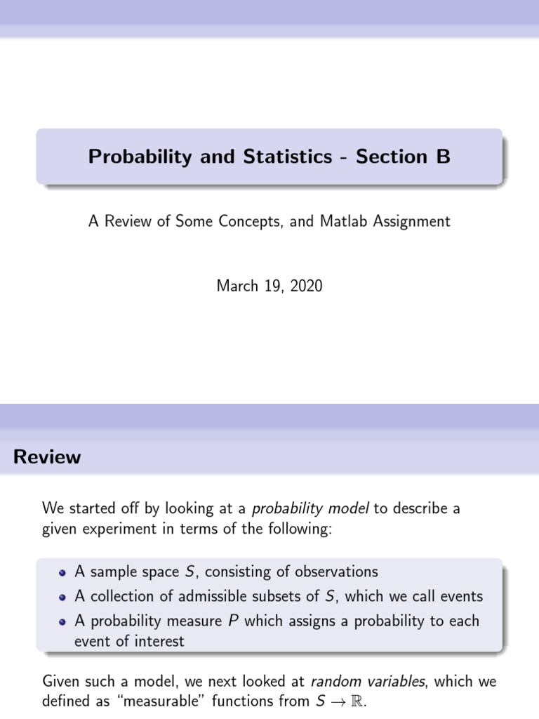 Matlab Assignment | PDF | Probability Distribution | Random Variable