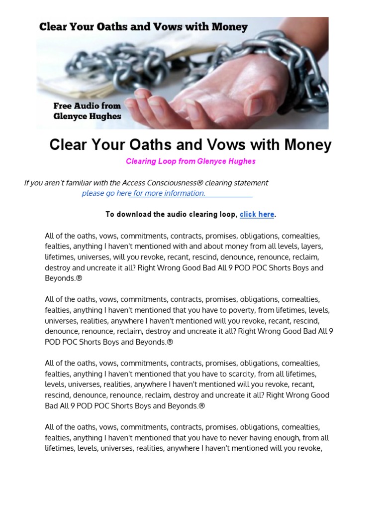 Clear Your Oaths and Vows With Money: Please Go Here For More ...