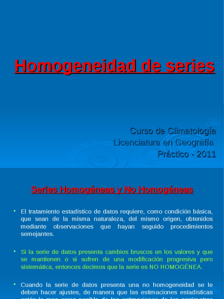 Homogeneidad en Series Estadísticas | PDF | Estadísticas | Hipótesis