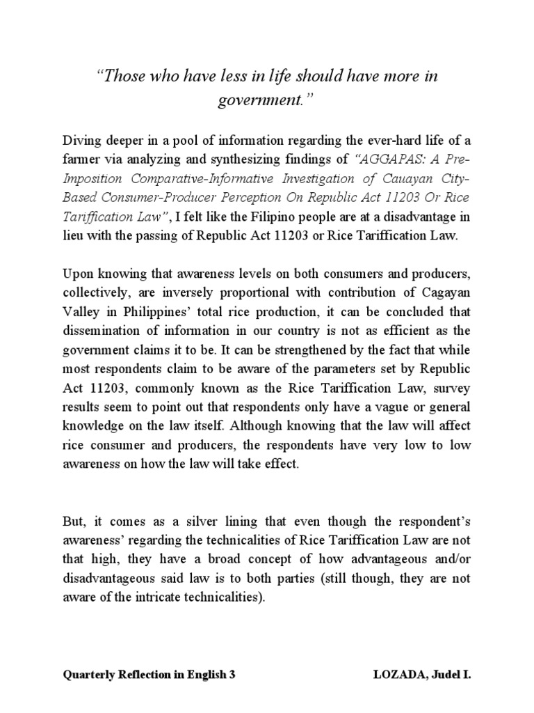 English Quarterly Reflection | PDF