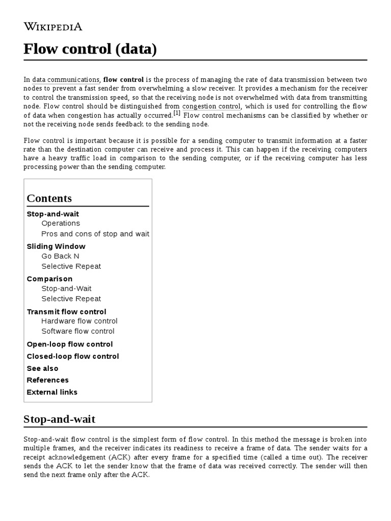 Flow Control (Data) : Stop-And-Wait | PDF | Control Theory ...