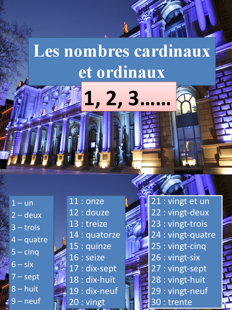 Nombres cardinaux et ordinaux en français | PDF