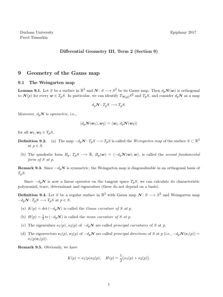 Diferential Geometry III | PDF | Curvature | Eigenvalues And Eigenvectors