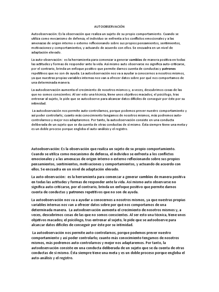 AUTOOBSERVACIÓN 11b | PDF | Comportamiento | Motivación