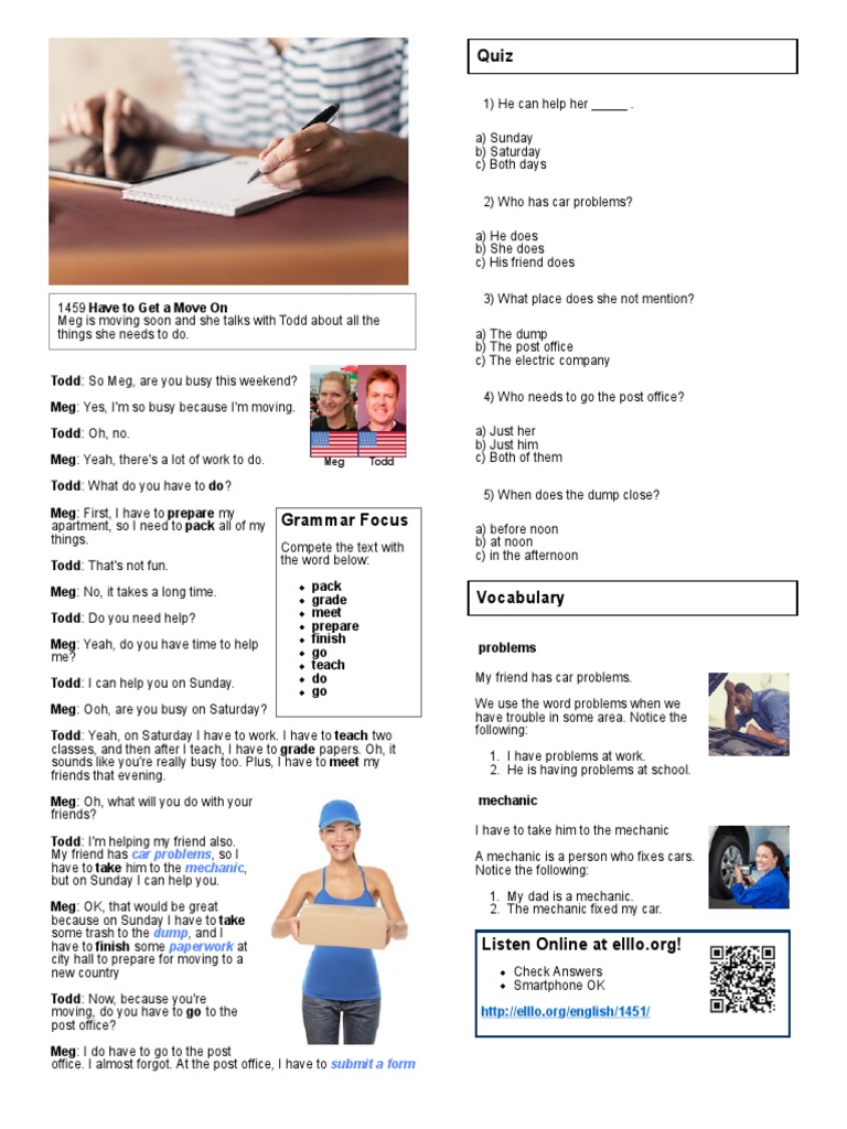 Meg Has To Move! - Exercises | PDF