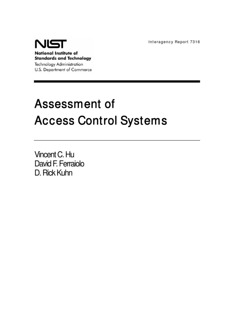 Assessment of Access Control Systems - 1-3 | PDF | National Institute ...