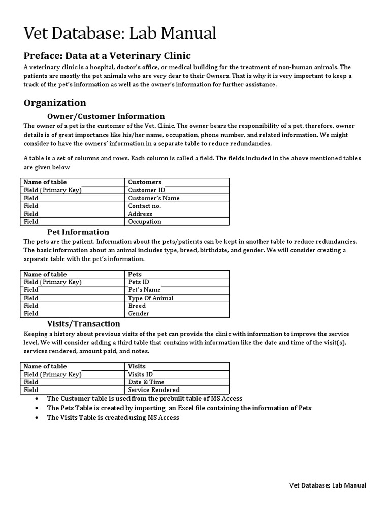 Veterinary Clinic Database Guide | PDF | Databases | Science And Technology