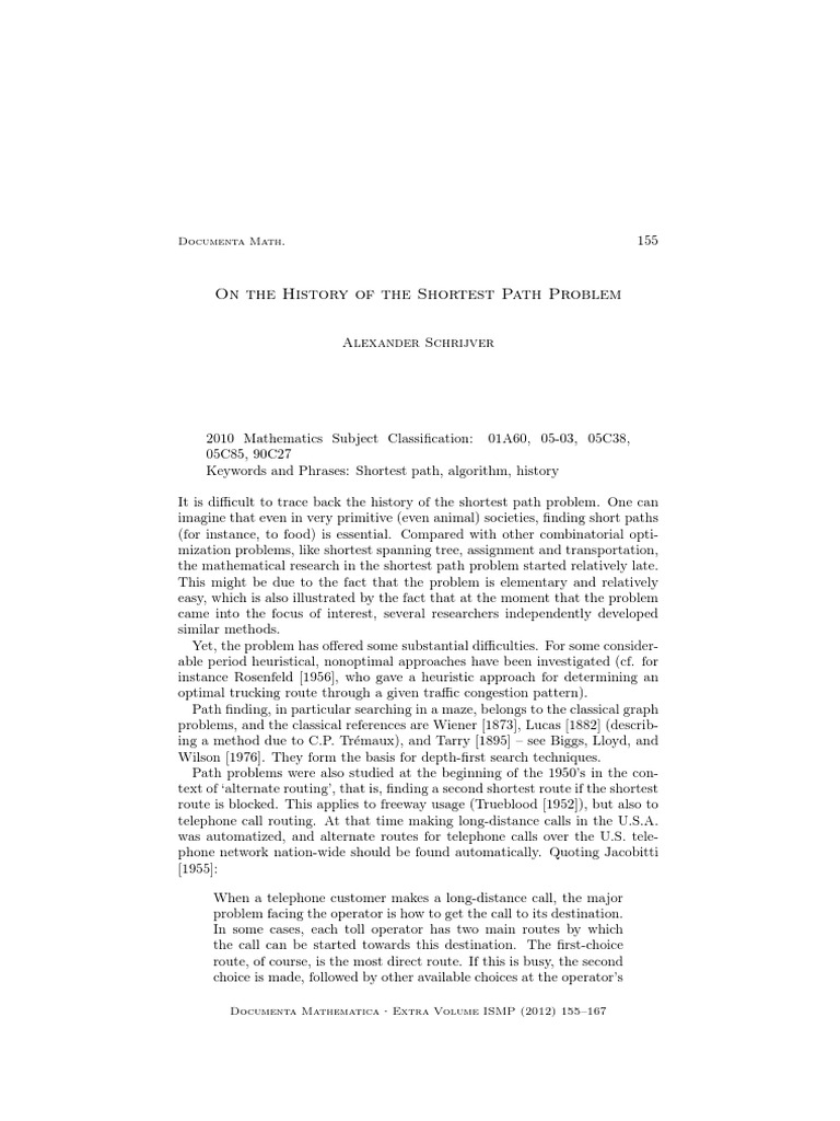 09A On The History of The Shortest Path Problem | PDF | Combinatorics ...