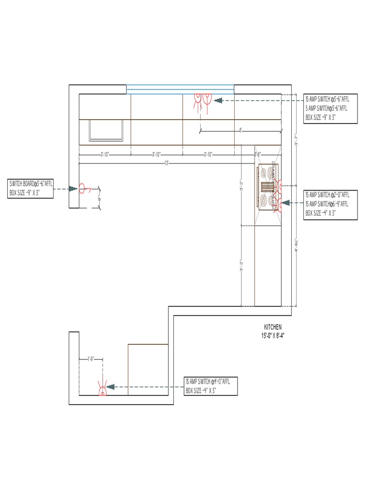 Electrical Switch and Outlet Placement Diagram for Kitchen Renovation | PDF
