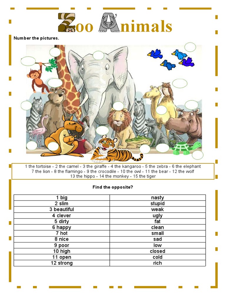 Oo Nimals: Number The Pictures | PDF