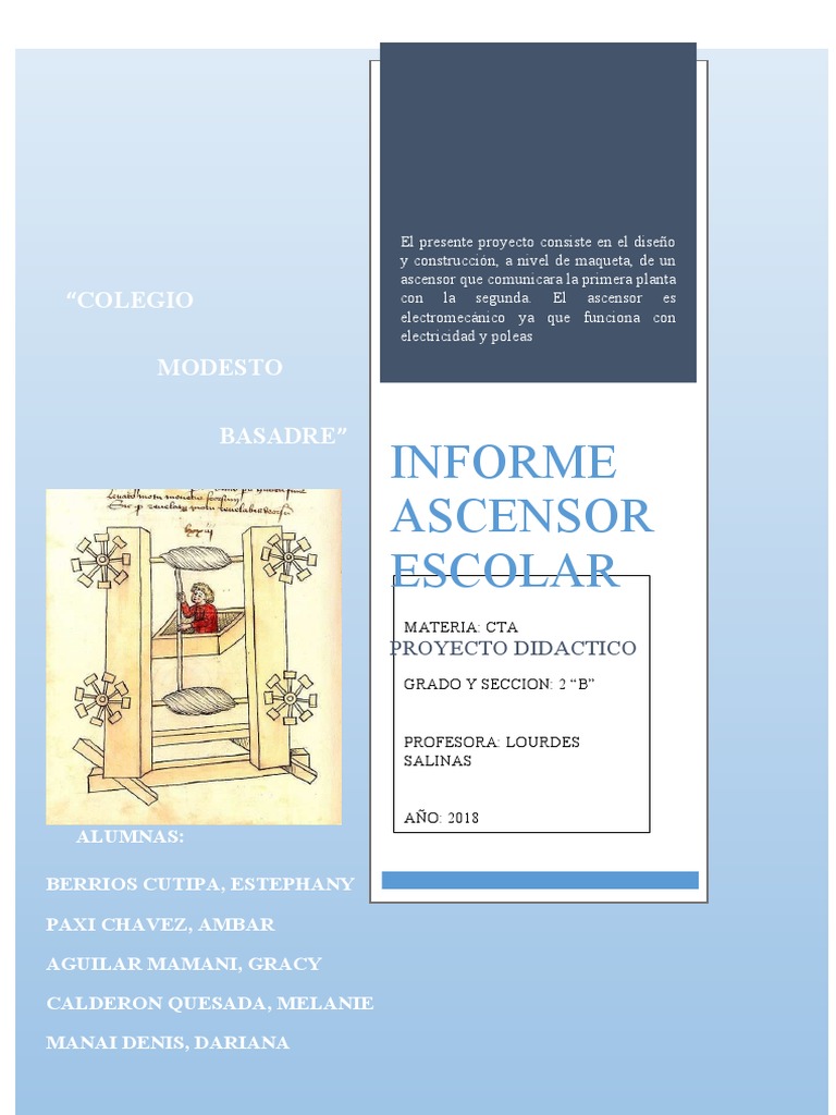 Informe-Ascensor ESTEPHANY | PDF | Ascensor | Relé