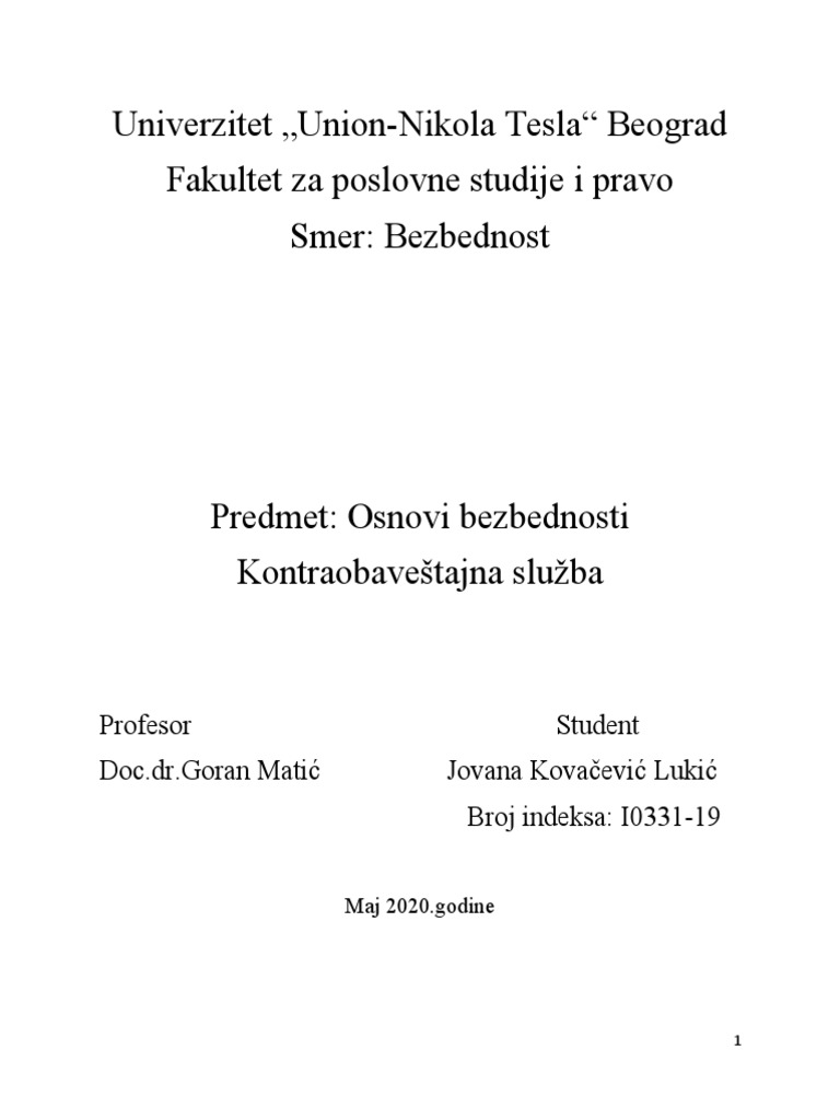 Osnovi Bezbednosti | PDF