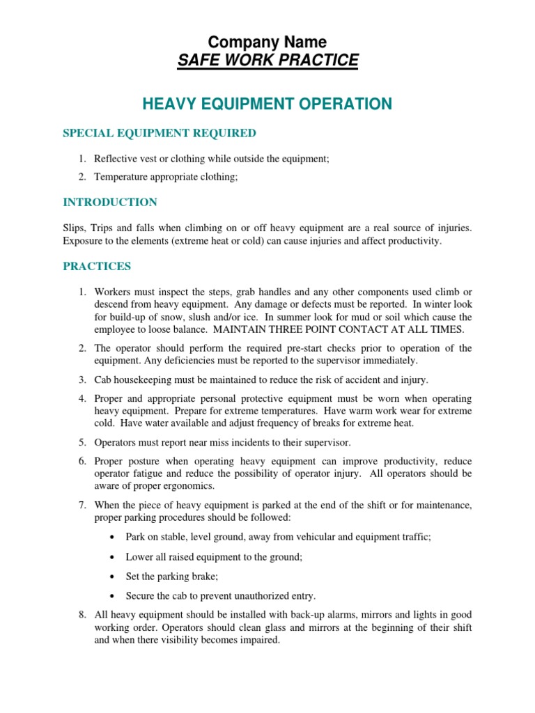 Heavy Equipment Safety Practices Guide | PDF | Personal Protective ...