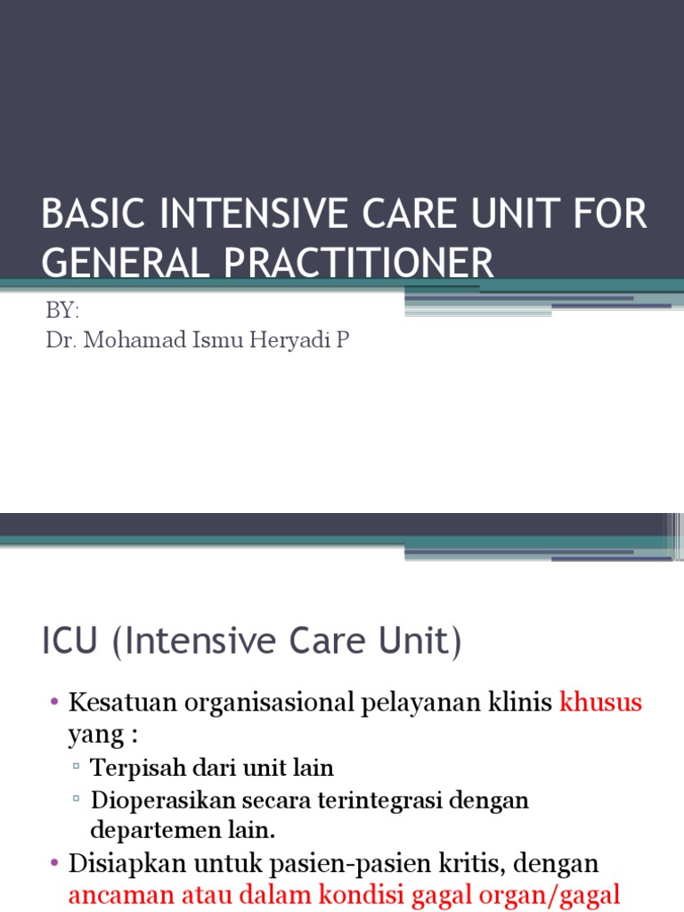 Basic Intensive Care Unit For General Practitioner | PDF