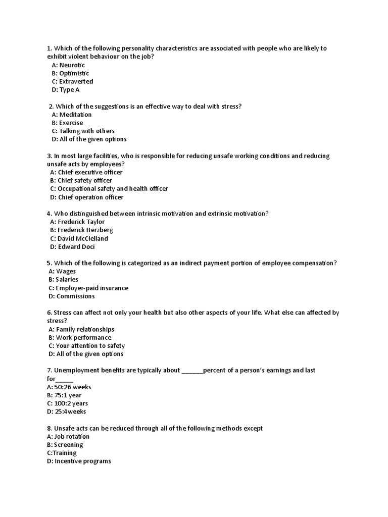 HR Aptitude Test | PDF | Performance Appraisal | Industrial And ...
