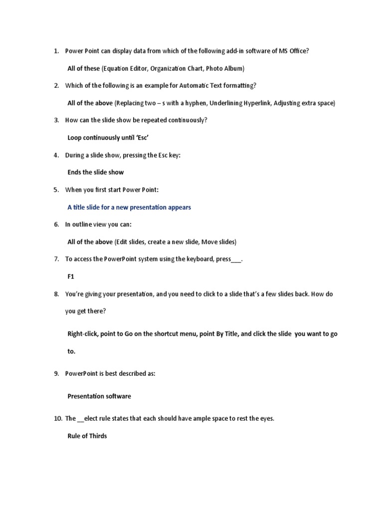 It Answer Keys | PDF | Microsoft Power Point | Software