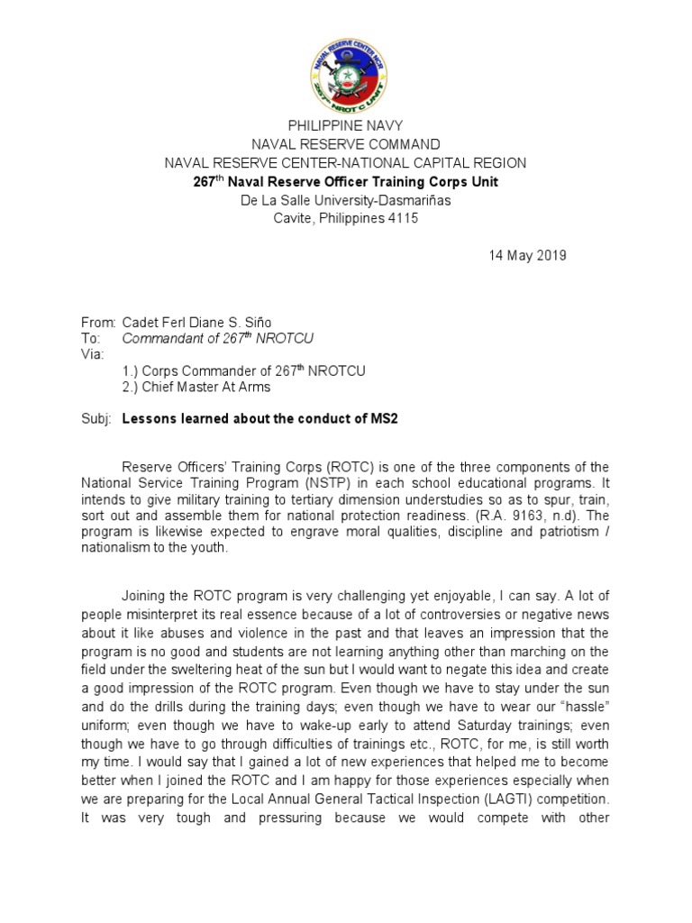 Philippine Navy ROTC Lessons | PDF | Reserve Officers' Training Corps