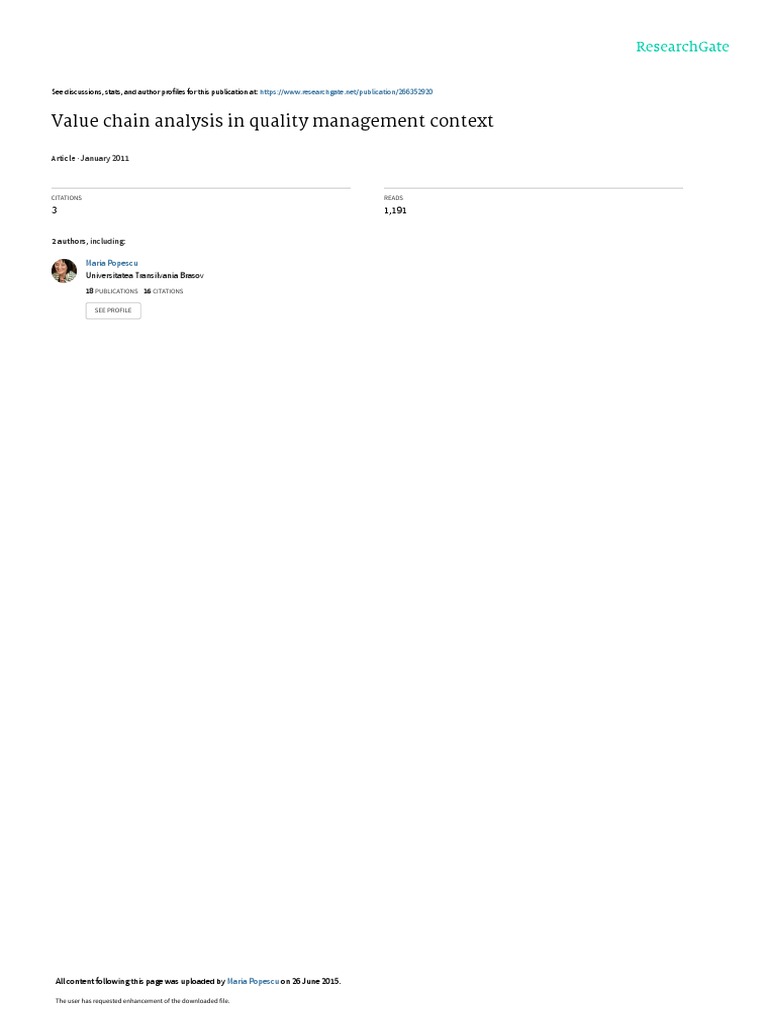 Value Chain Analysis in Quality Management Context: January 2011 | PDF ...