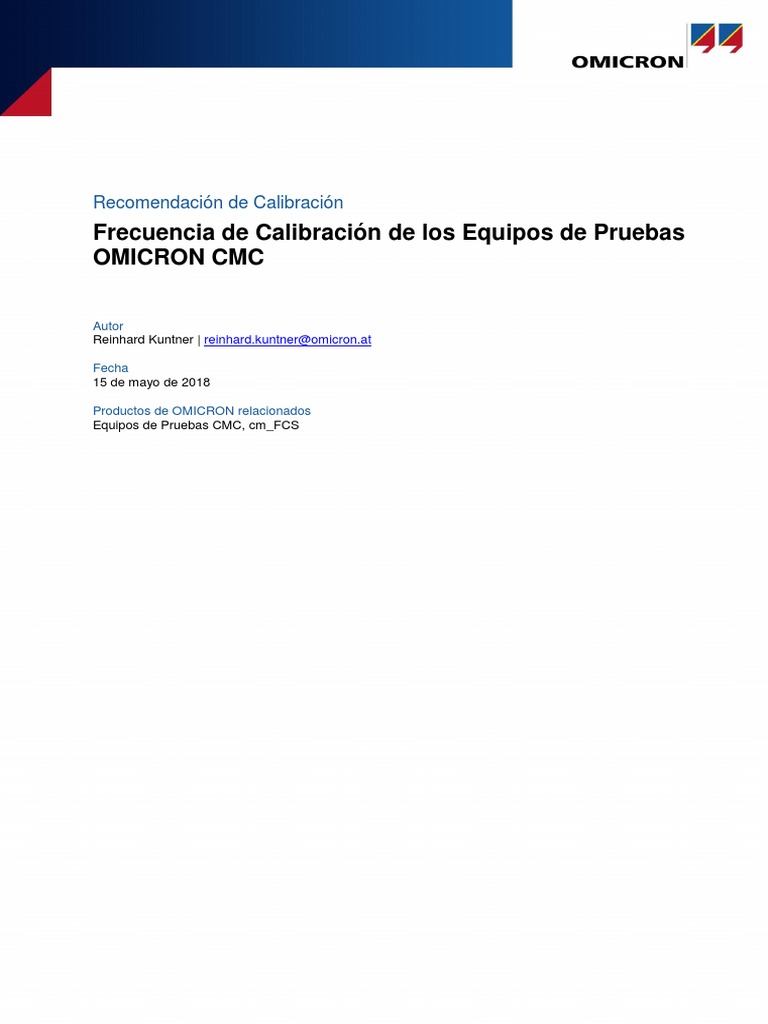 Calibración de Equipos OMICRON CMC | PDF | Calibración | Observación ...