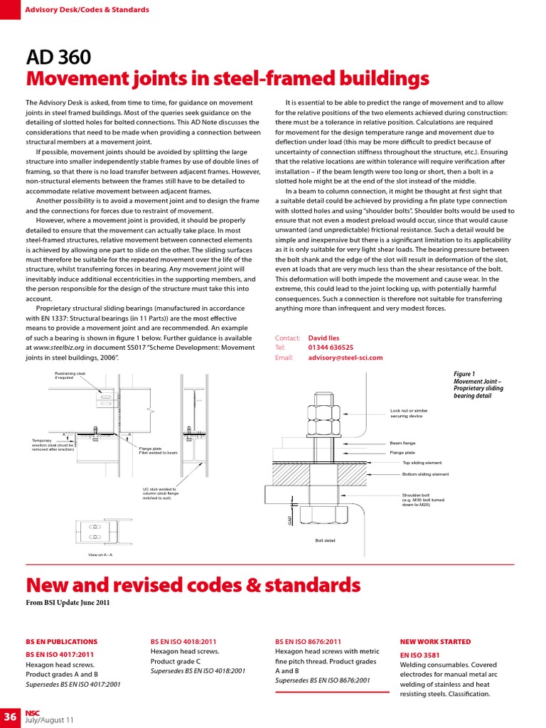 AD 360 - Movement Joints in Steel-Framed Buildings | PDF | Screw ...