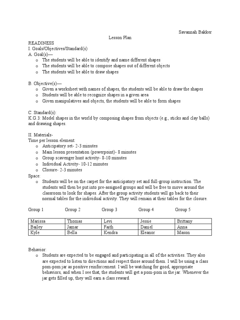 Individual Lesson Plan | Download Free PDF | Worksheet | Lesson Plan