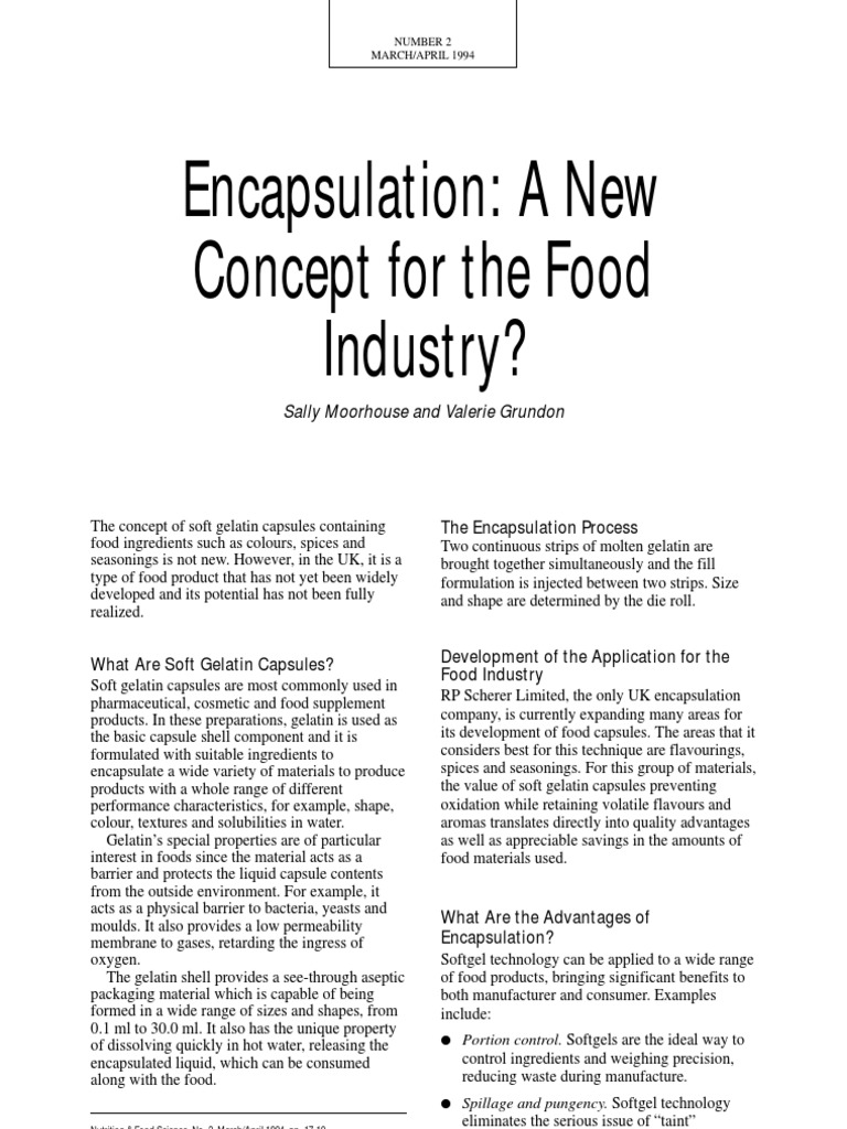 Encapsulation: A New Concept For The Food Industry?: Sally Moorhouse ...