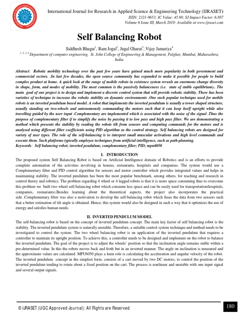 Self Balancing Robot: International Journal For Research in Applied ...