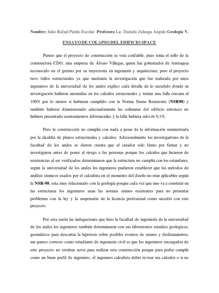 Ensayo Del Edificio Space Geologia | PDF | Ingeniería | Science