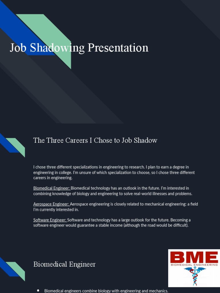 Job Shadowing Presentation | PDF | Biomedical Engineering | Engineer