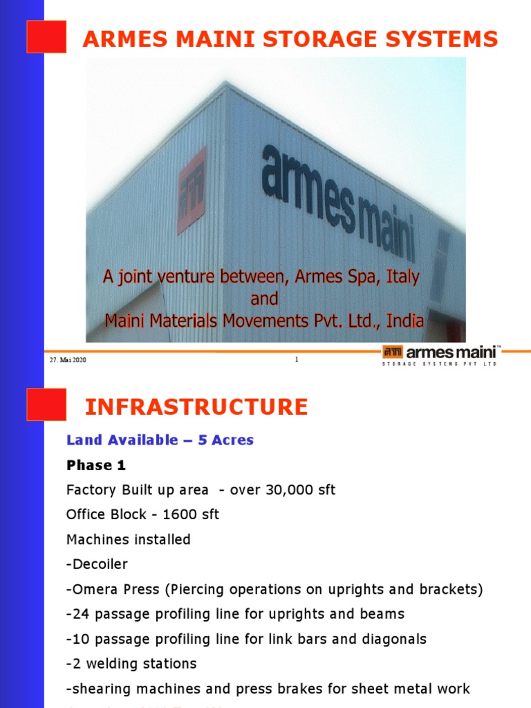 Armes Maini Storage Systems | PDF | Beam (Structure) | Economic Sectors