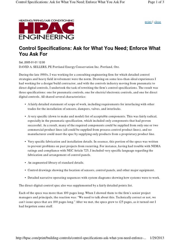 Control Specifications: Ask For What You Need Enforce What You Ask For ...