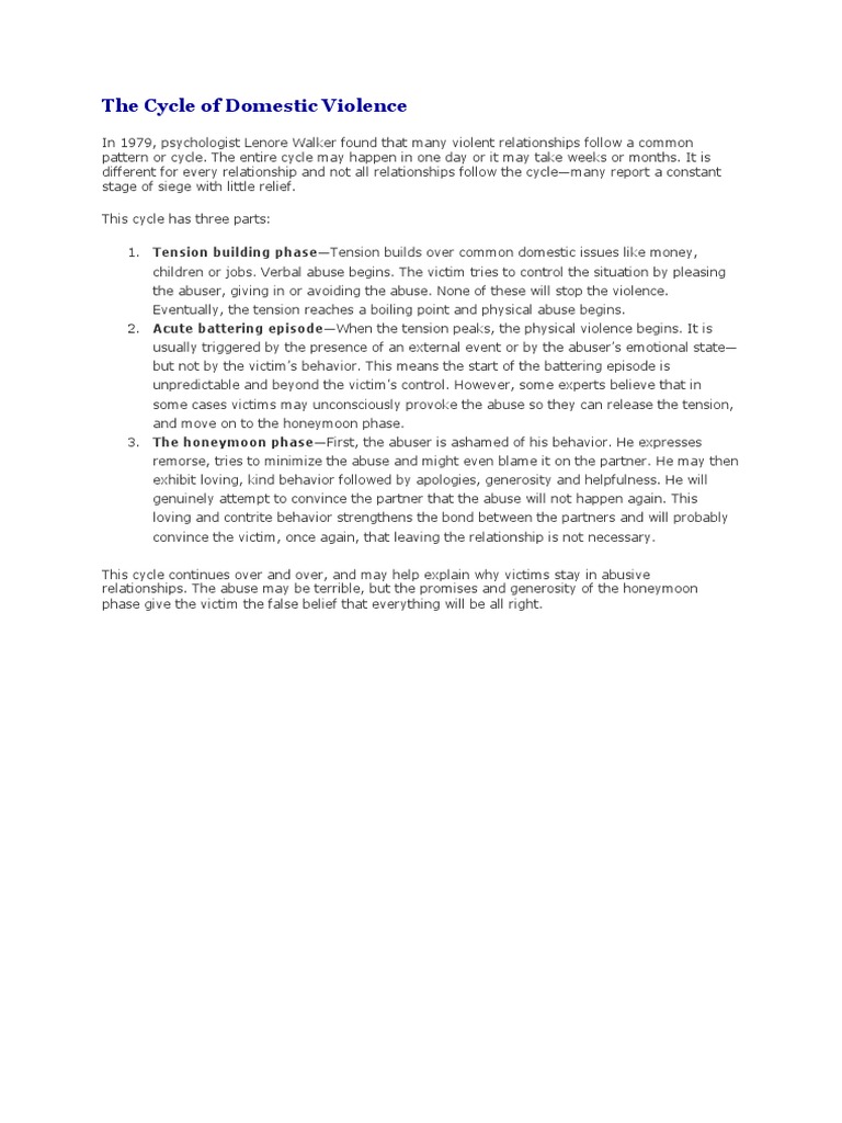 The Cycle of Domestic Violence | PDF