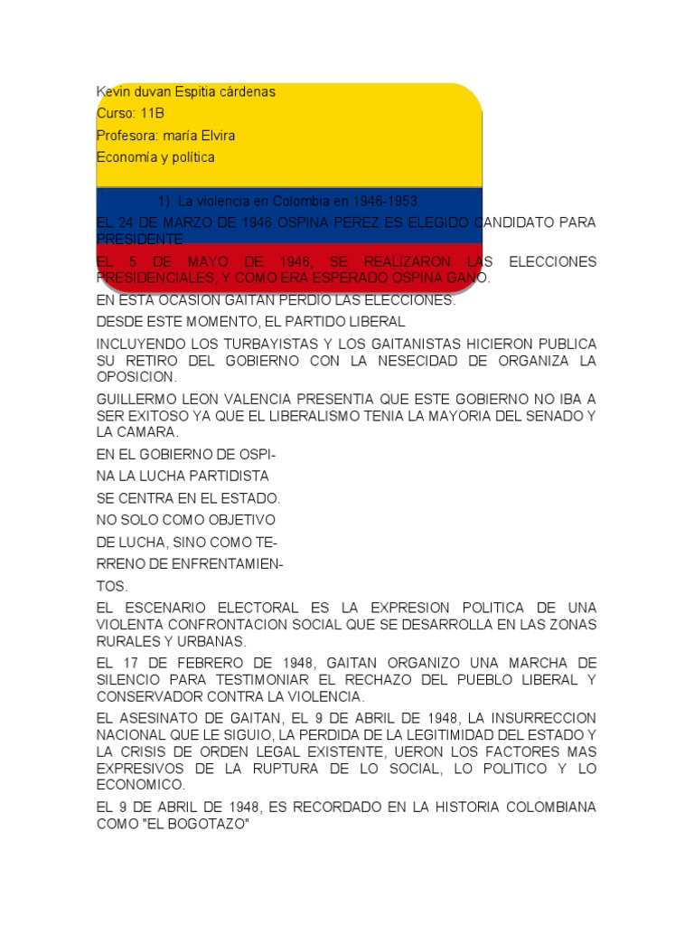 Kevin Duvan Espitia Cárdenas | PDF | Colombia | Política de colombia