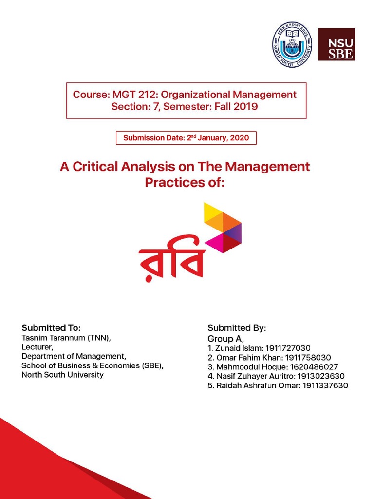 A Critical Analysis On The Management Practices of Robi | PDF | Business | Economies