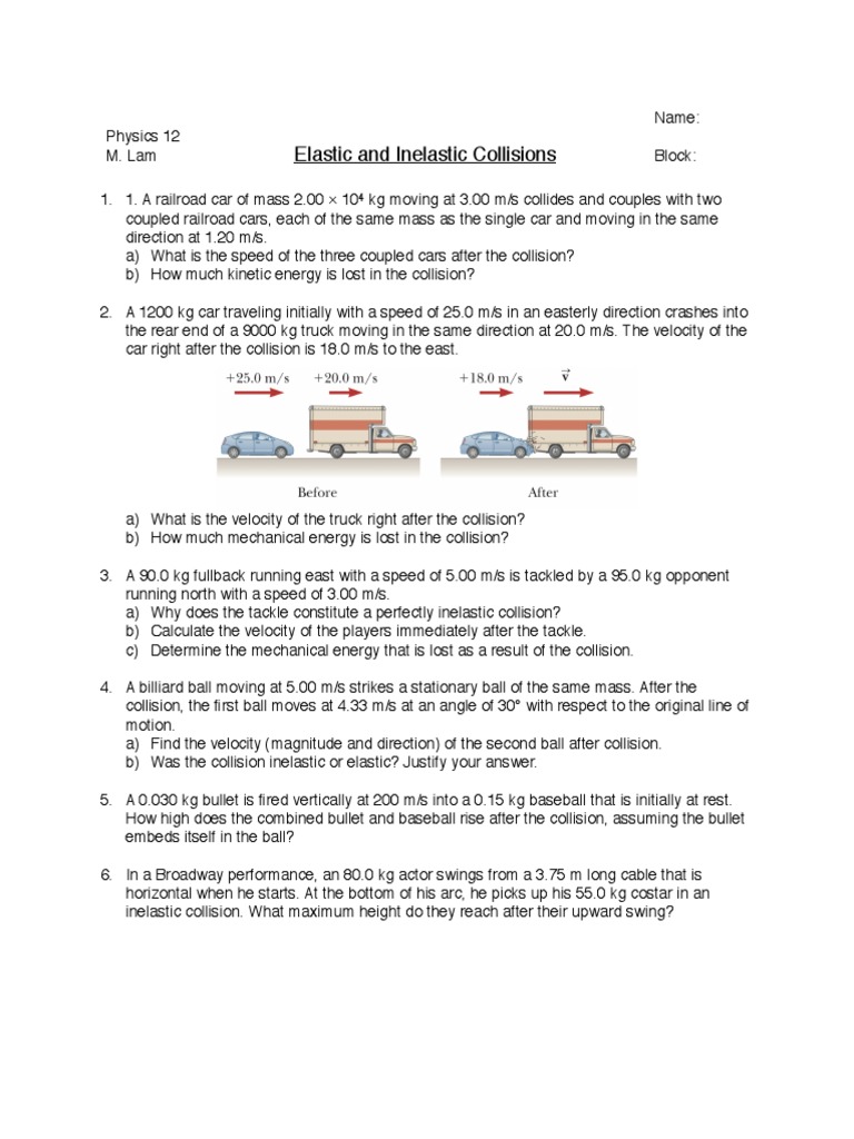 Elastic and Inelastic Collisions | PDF | Collision | Physical Quantities