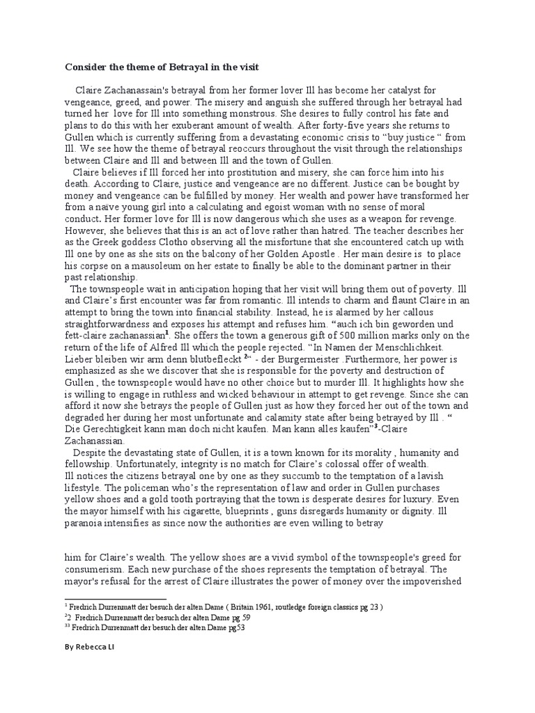 Theme of Betrayal in The Visit | PDF