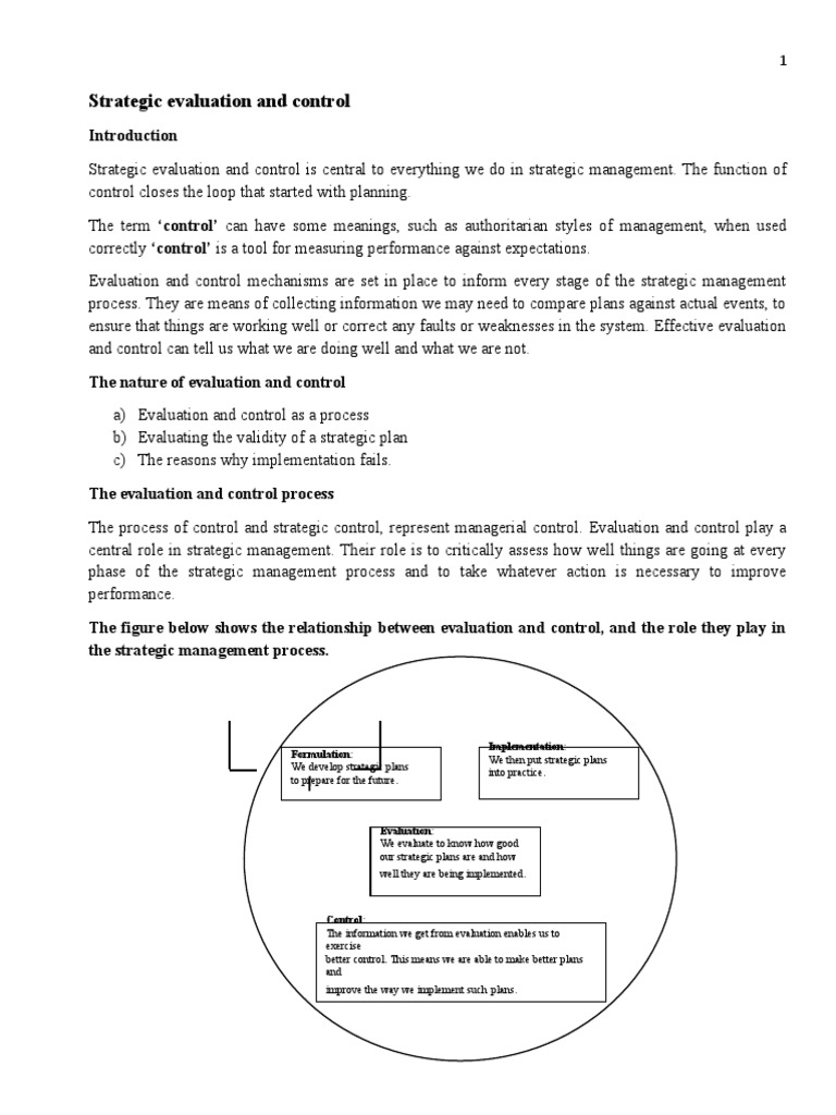 Strategic Evaluation and Control Process | PDF | Strategic Management ...