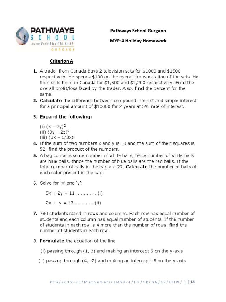 Myp-4 HHW | PDF | Interest | Applied Mathematics