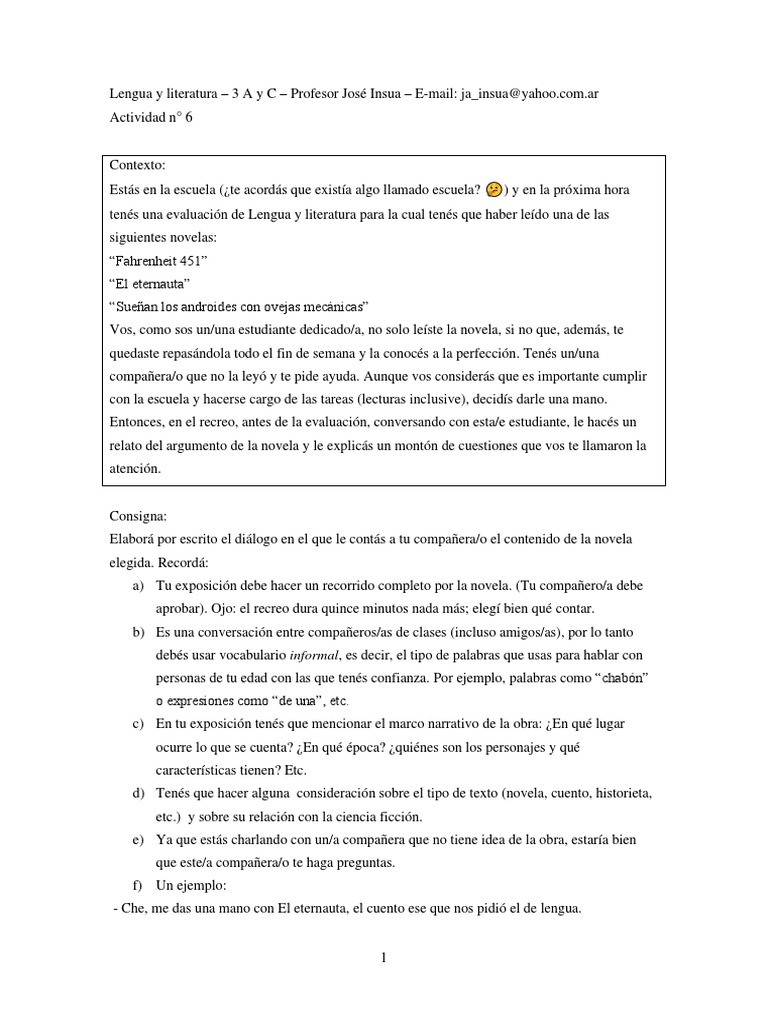 Actividad 6 - Lengua y Lit - 3 AC - Jose Insua | PDF | Cuentos