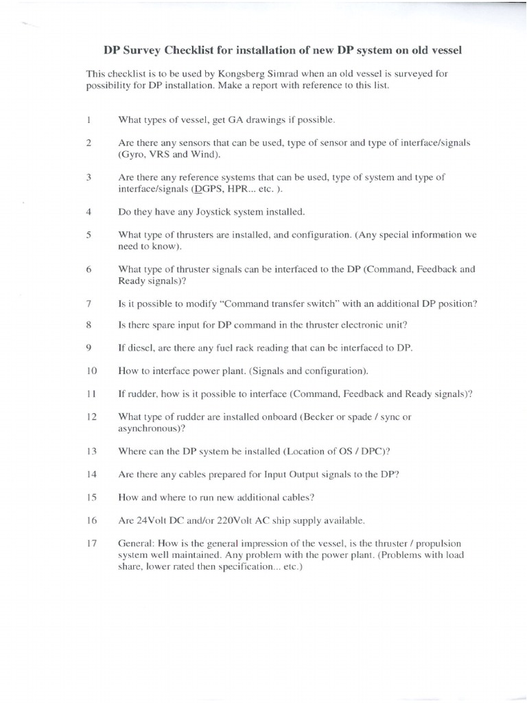 1 DP Survey Check List PDF | PDF
