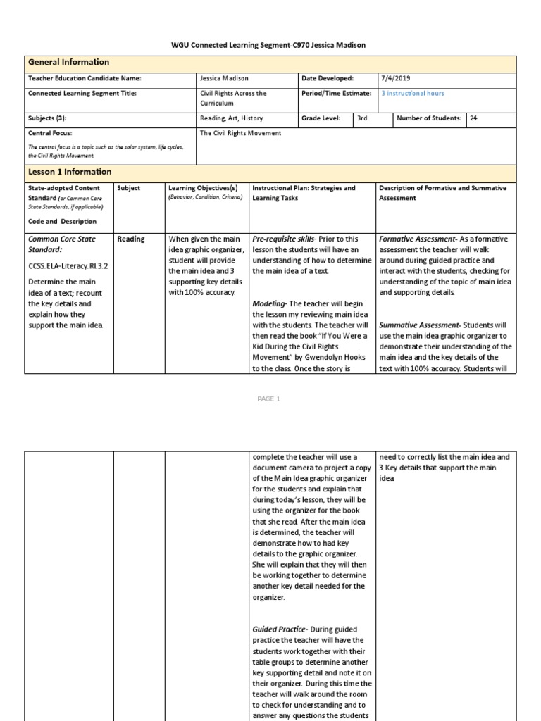 c970 Jessica Madison-Task 2 Learning Segment | PDF | Reading ...
