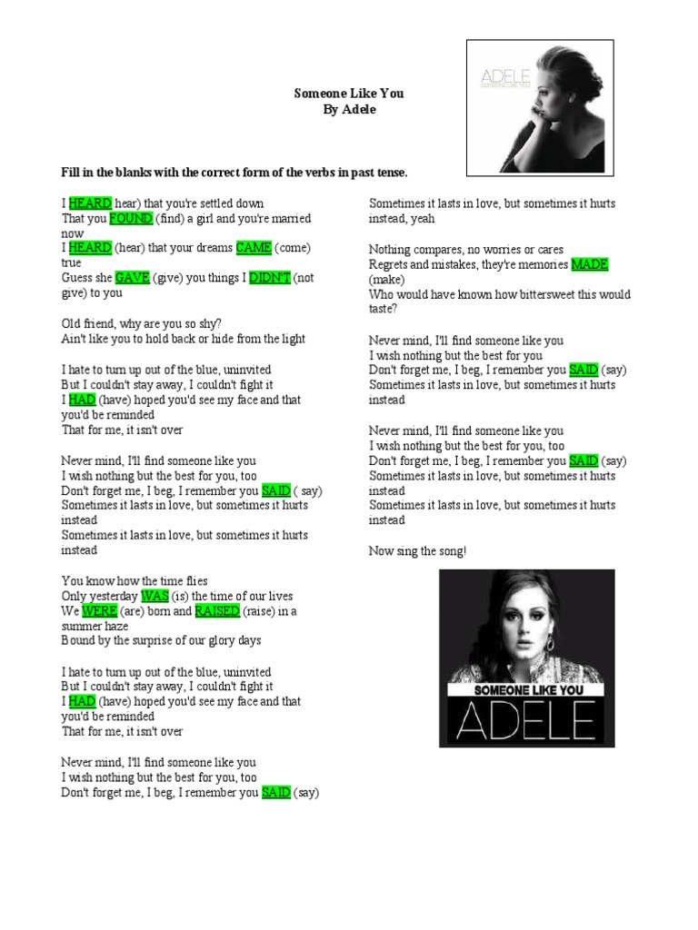 Activida Cancion Someone Like You | PDF