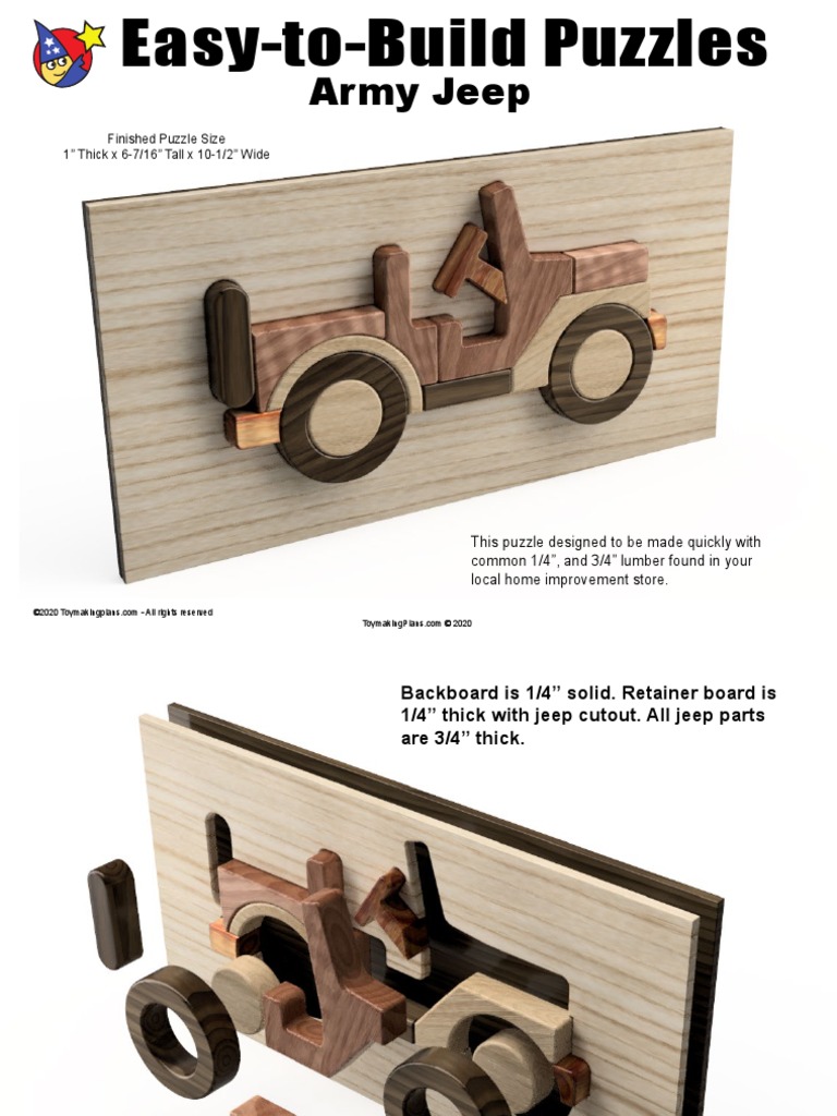 Army Jeep: Finished Puzzle Size 1" Thick X 6-7/16" Tall X 10-1/2" Wide ...