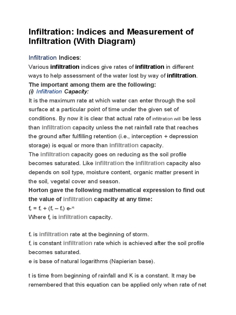 Infiltration: Indices and Measurement of Infiltration (With Diagram ...